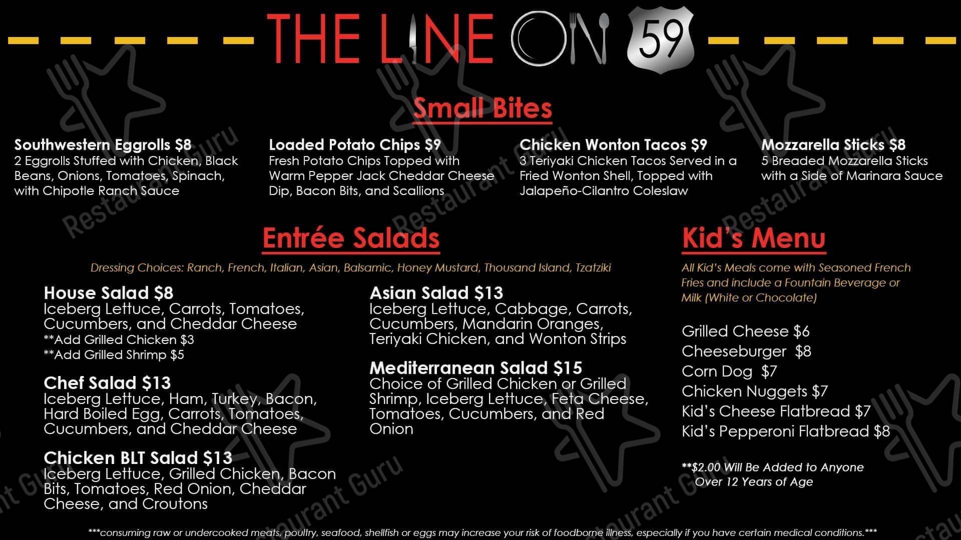 Menu at The Line on 59 restaurant, Thief River Falls, 203 3rd St W