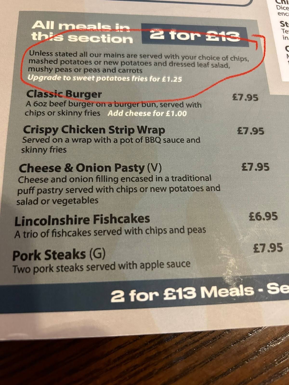 Menu at The Liversedge pub & bar, Liversedge