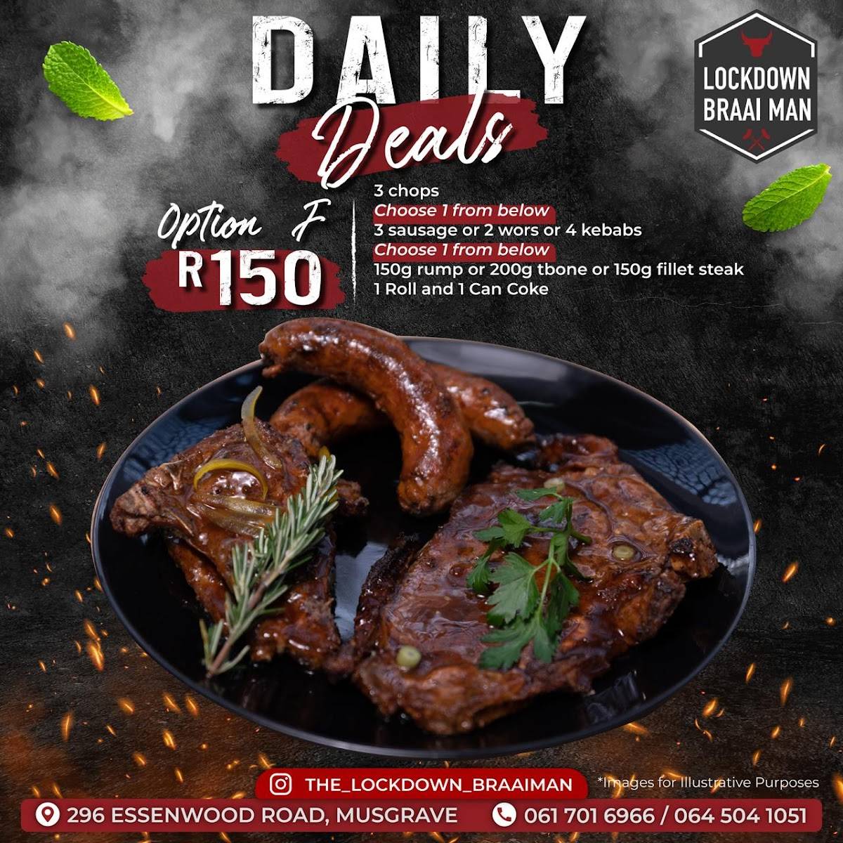 Menu at The Lockdown Braaiman restaurant, Durban