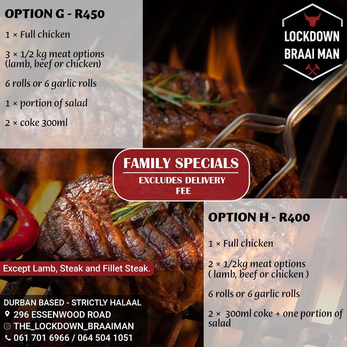 Menu at The Lockdown Braaiman restaurant, Durban