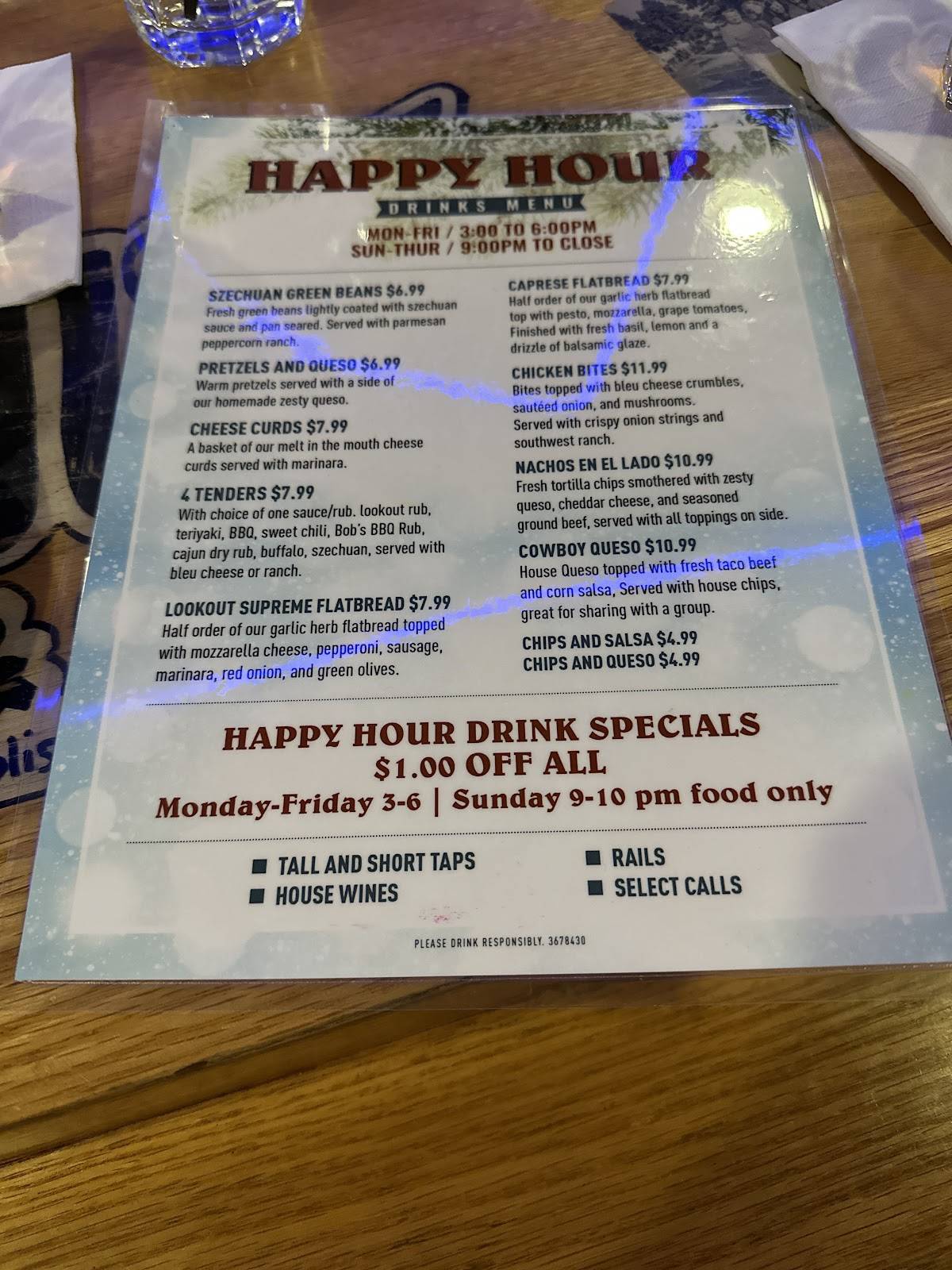 Menu at The Lookout Bar and Grill, Maple Grove