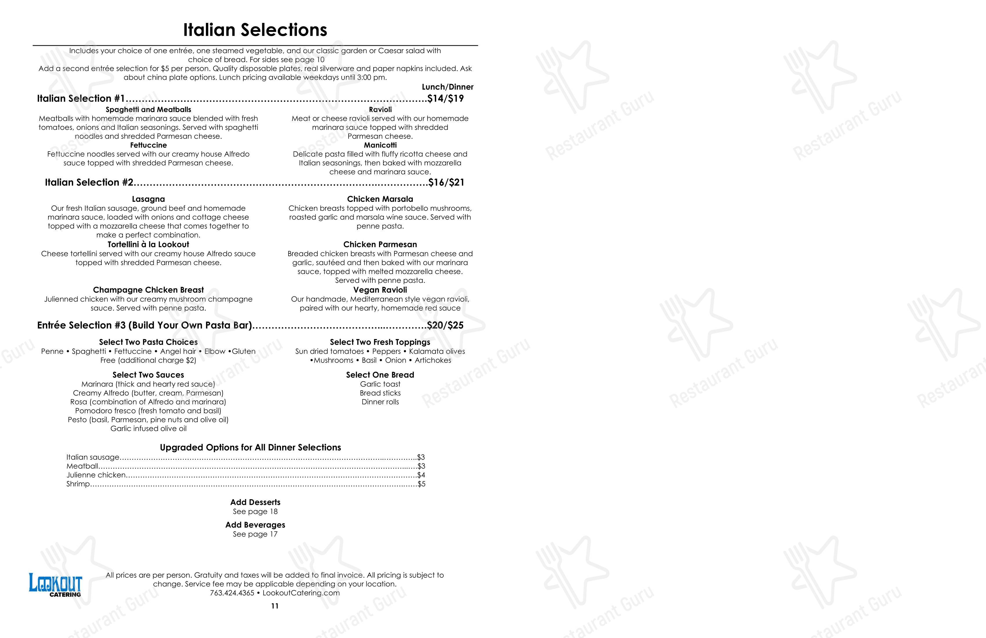Menu at The Lookout Bar and Grill, Maple Grove