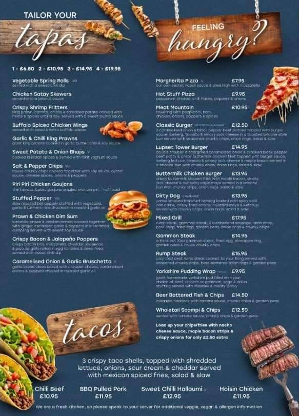 Menu at The Lupset pub & bar, Wakefield