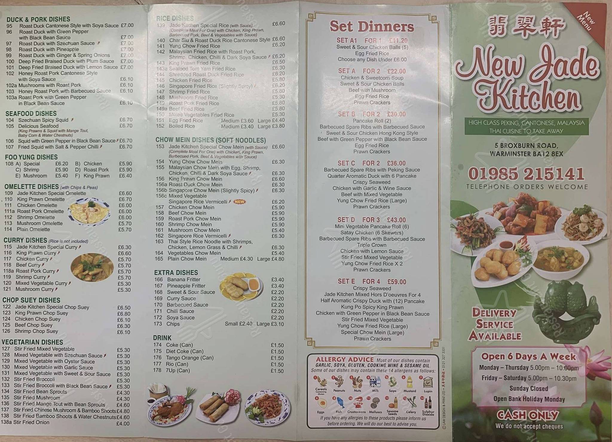 Menu at The New Jade Kitchen fast food, Warminster