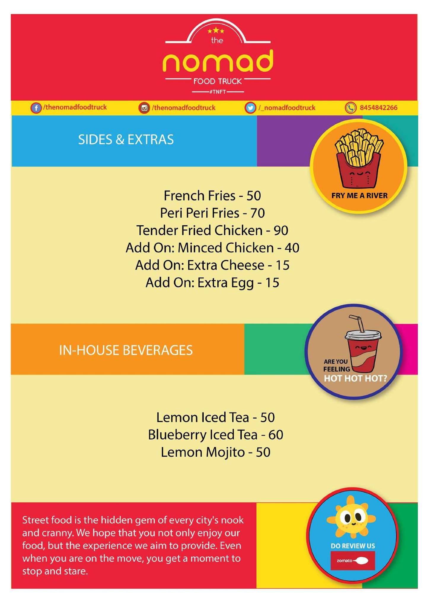 Menu at The Nomad Food Truck, Navi Mumbai, Near Mother Teresa Garden