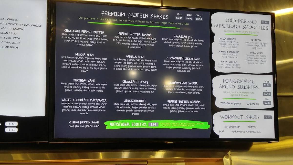 Menu at The Nutrition Factory pub & bar, Tampa, W Hillsborough Ave