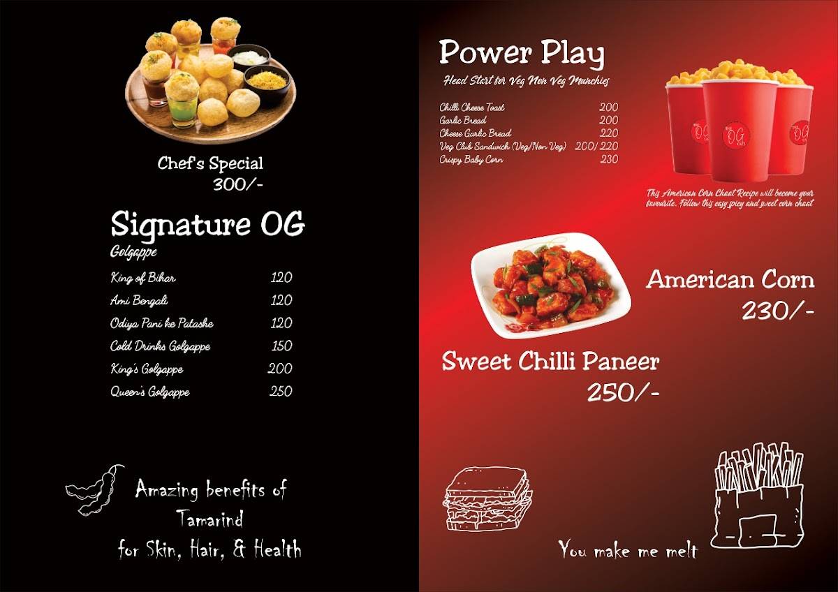 Menu at The OG Cafe, Cuttack