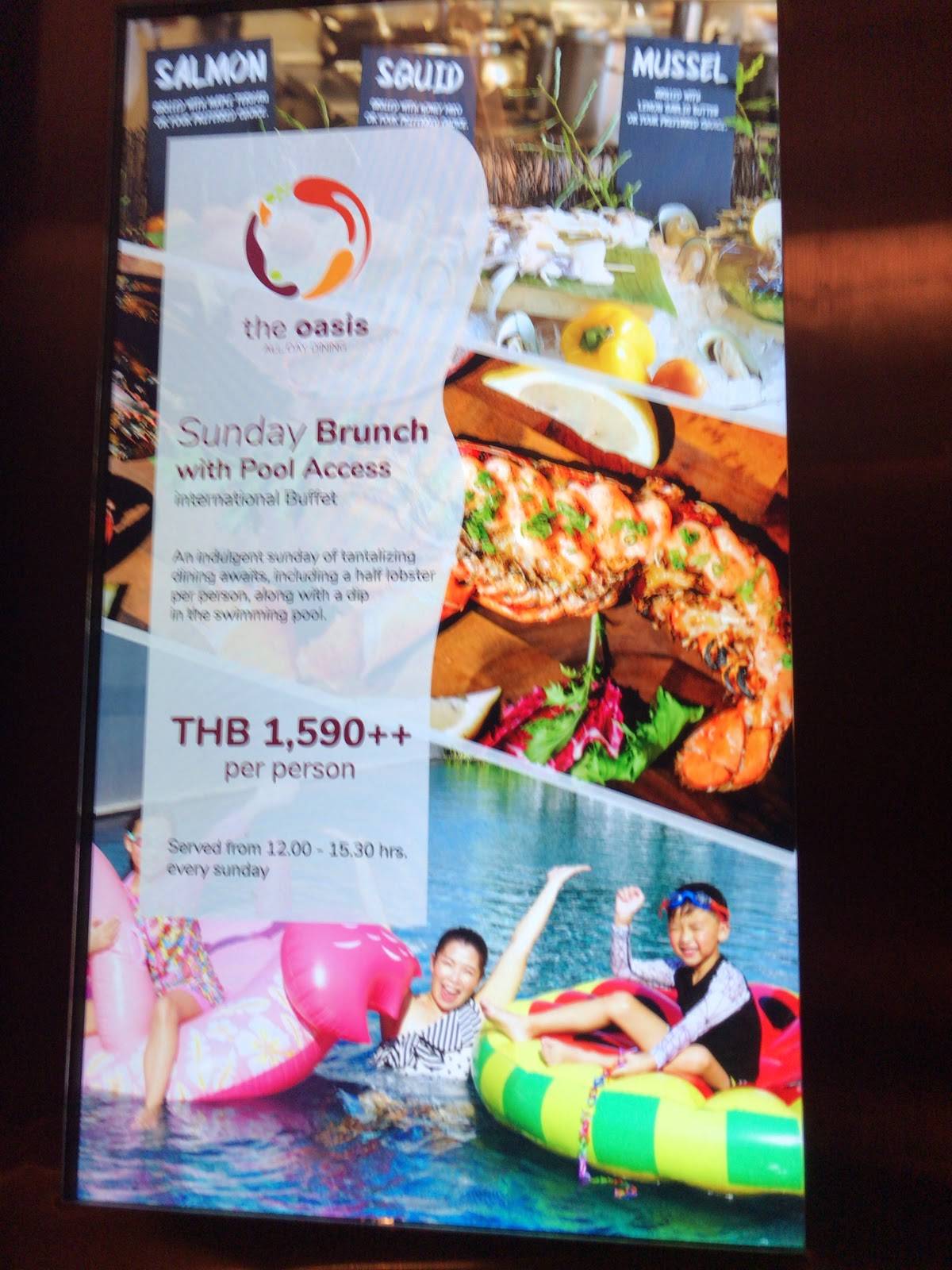 Menu at The Oasis restaurant, Bangkok