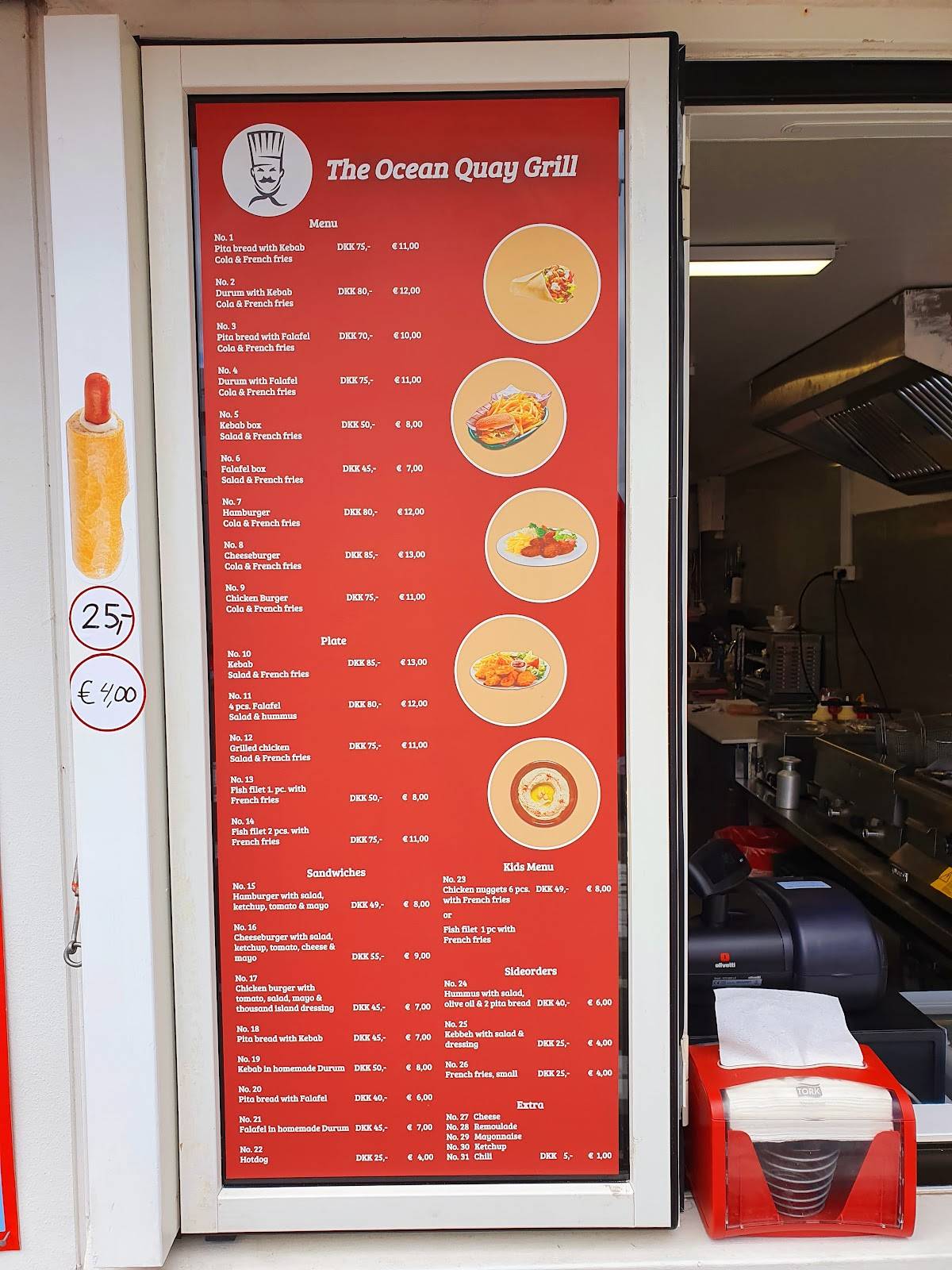 Menu at The Ocean Quay Diner restaurant, Copenhagen