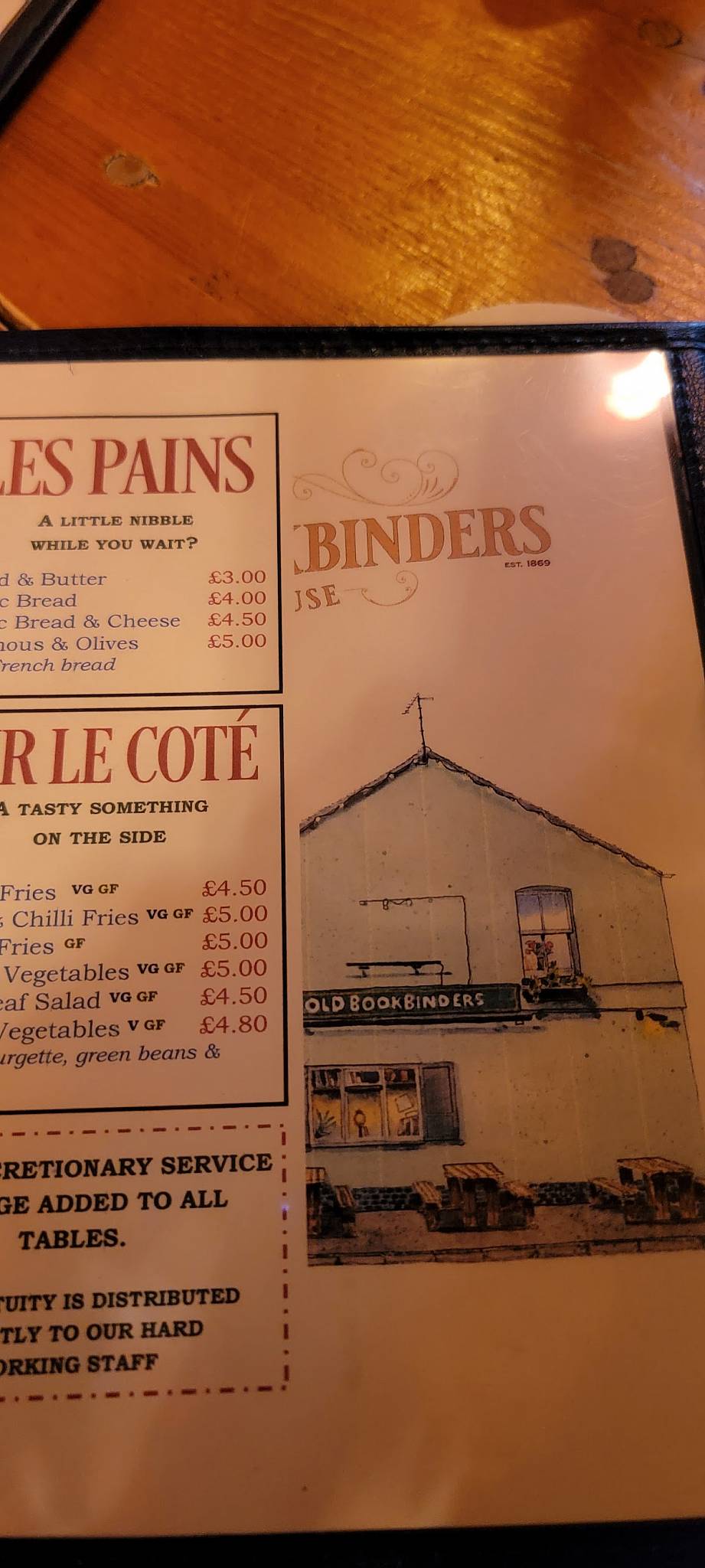 Menu at The Old Bookbinders Ale House pub & bar, Oxford