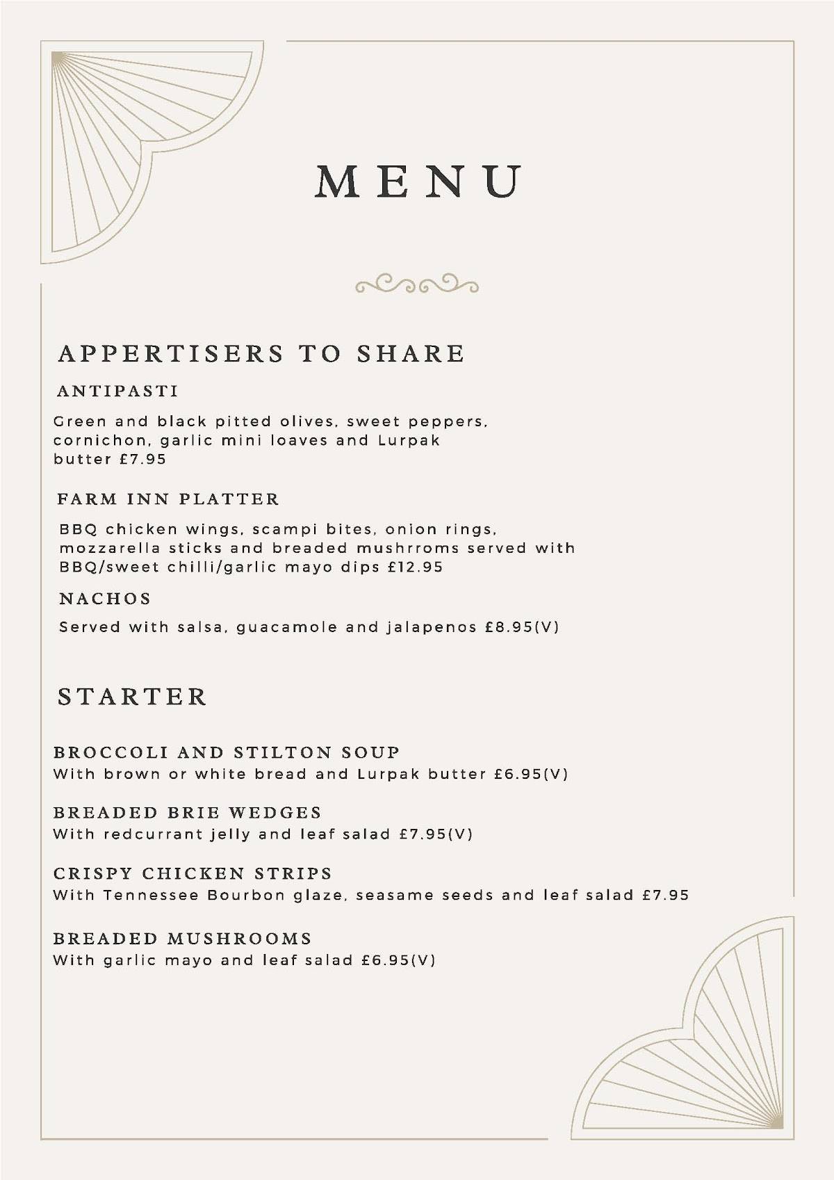 Menu at The Old Farm Inn pub & bar, Dunstable