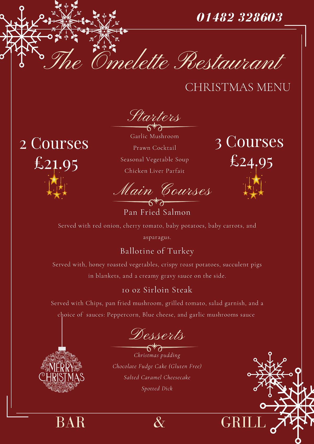 Menu at The Omelette Restaurant, Hull