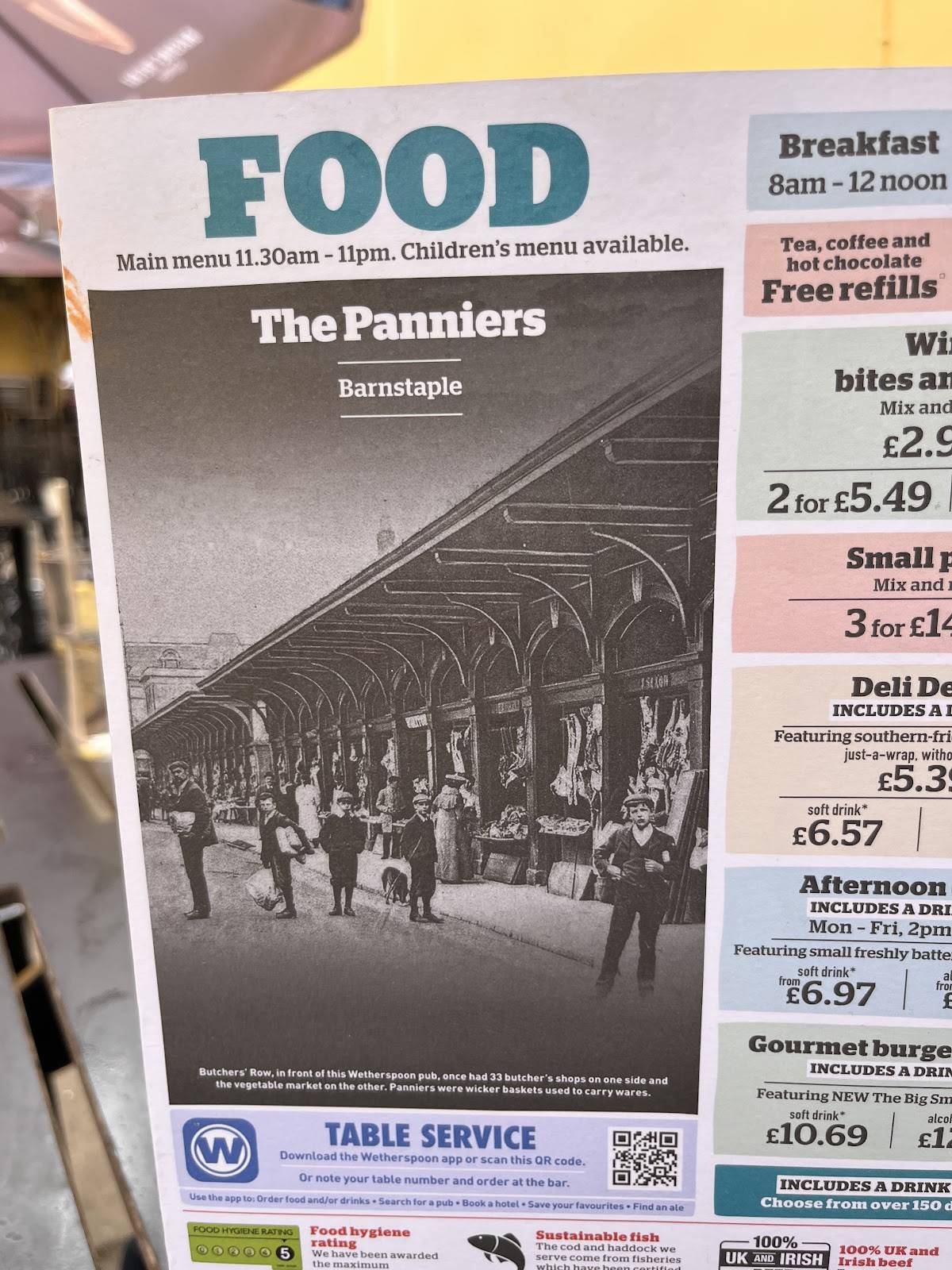 Menu at The Panniers - JD Wetherspoon pub & bar, Barnstaple, 33-34 ...