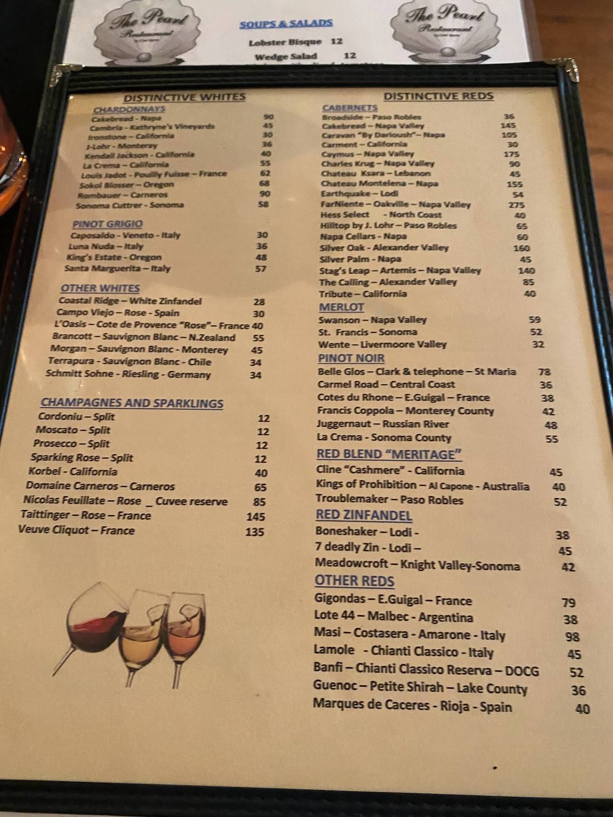 Menu at The Pearl Restaurant, Gulfport