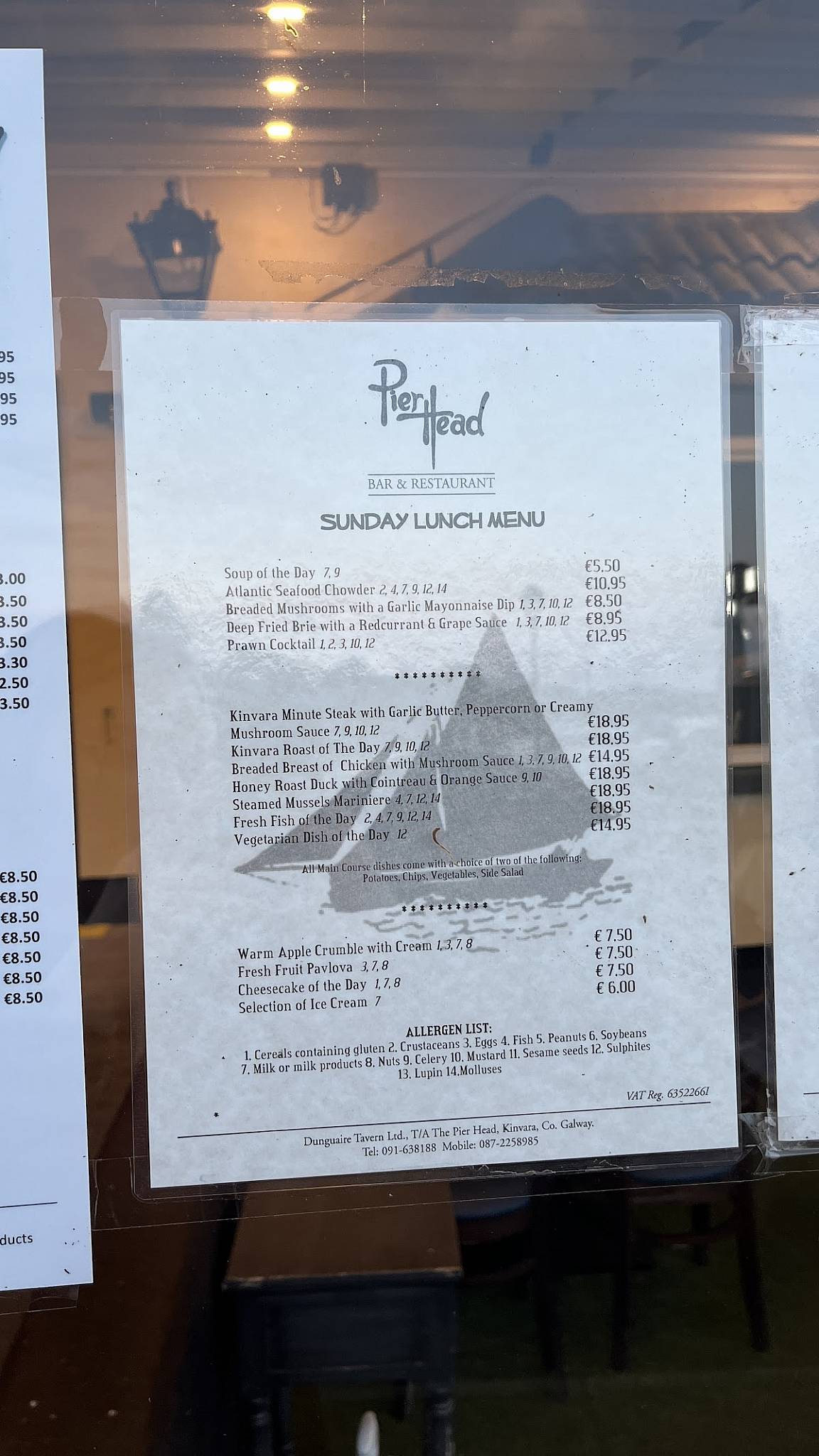 Menu at The Pier Head Bar & Restaurant, Kinvarra