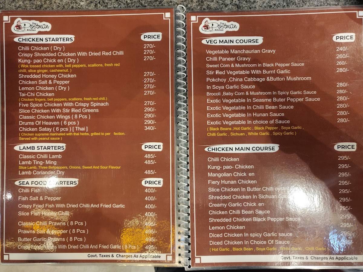 Menu at The Postman Kitchen, Noida