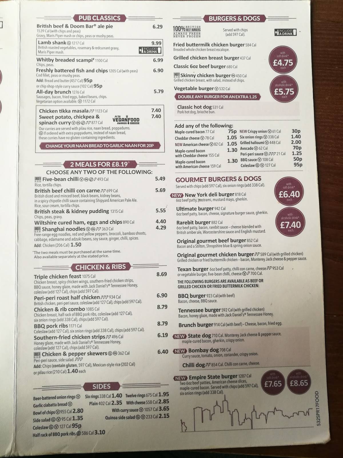 Menu at JD Wetherspoons - The Prince Arthur pub & bar, Fleet