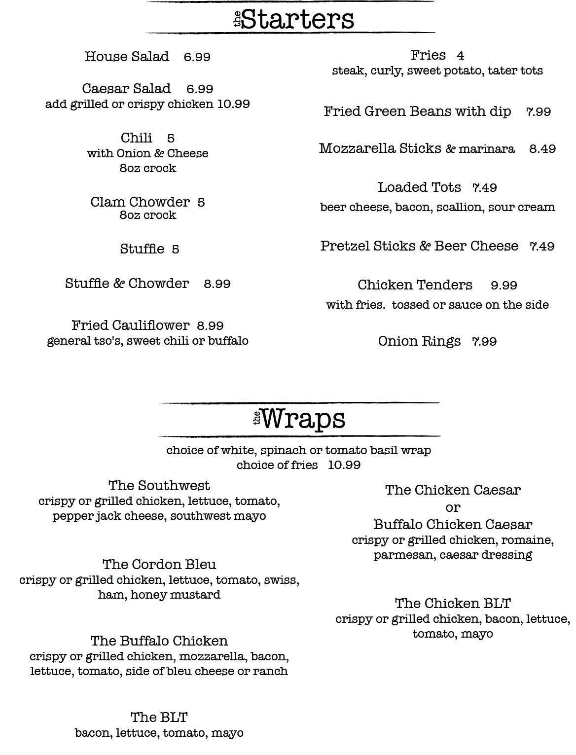 Menu at The Pub at Two Mile Corner, Middletown