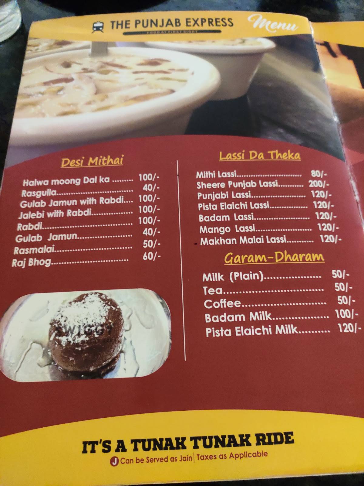 Menu at The Punjab Express, Coimbatore