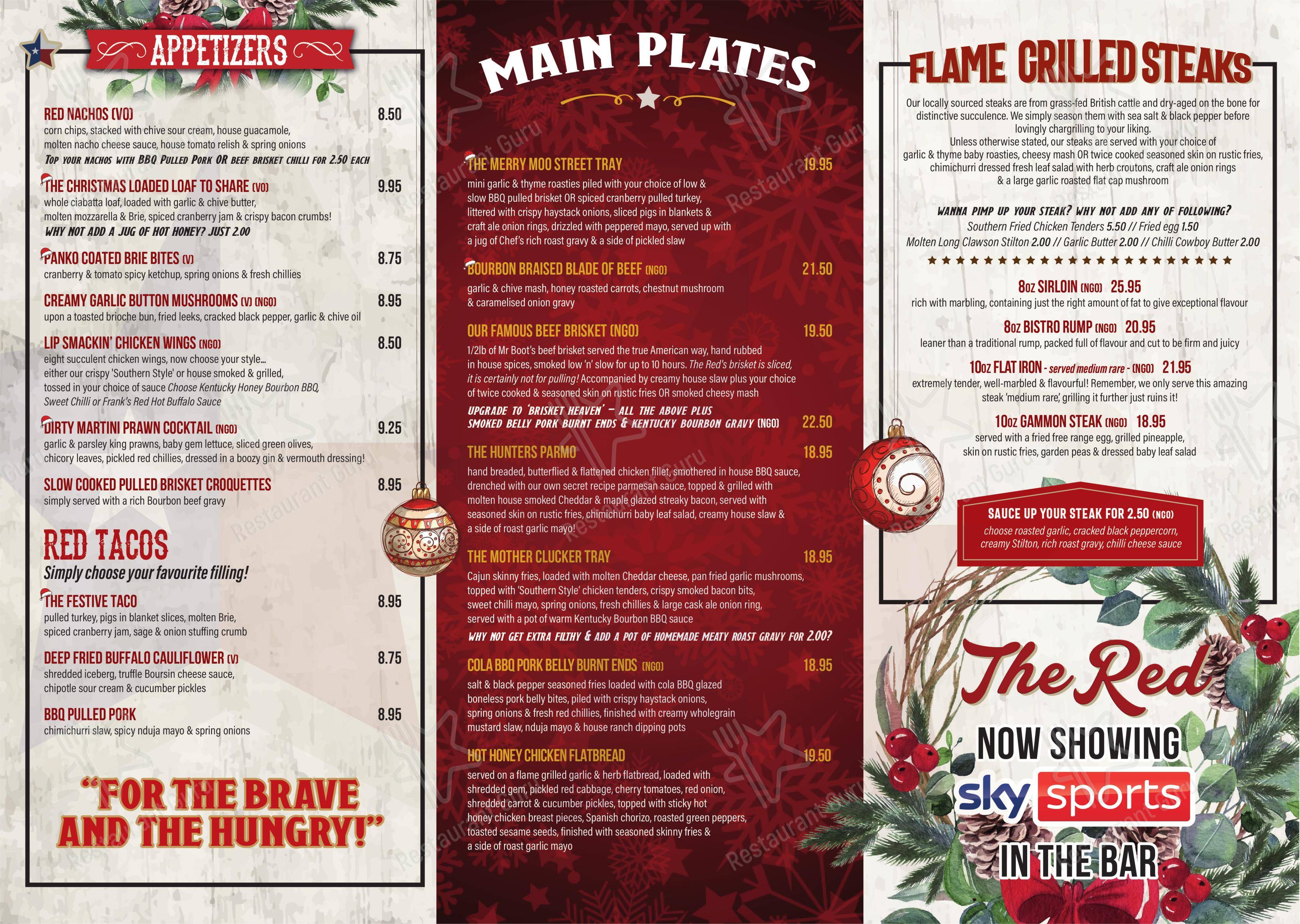 Menu at The Red Bar & Grill, Mansfield