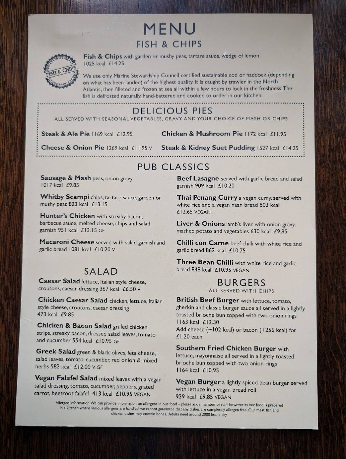 Menu at The Red Bear pub & bar, Sherburn in Elmet