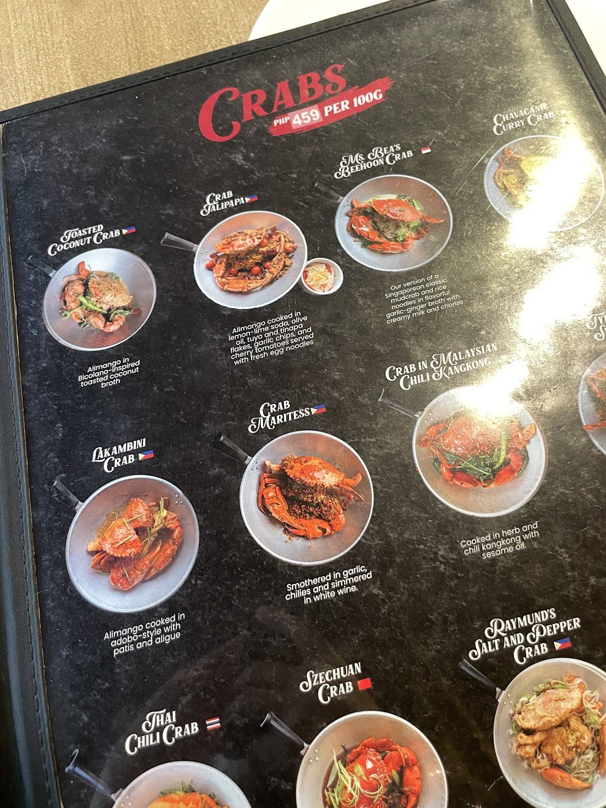 Menu at The Red Crab - Uptown Mall restaurant, Taguig, 9th Ave