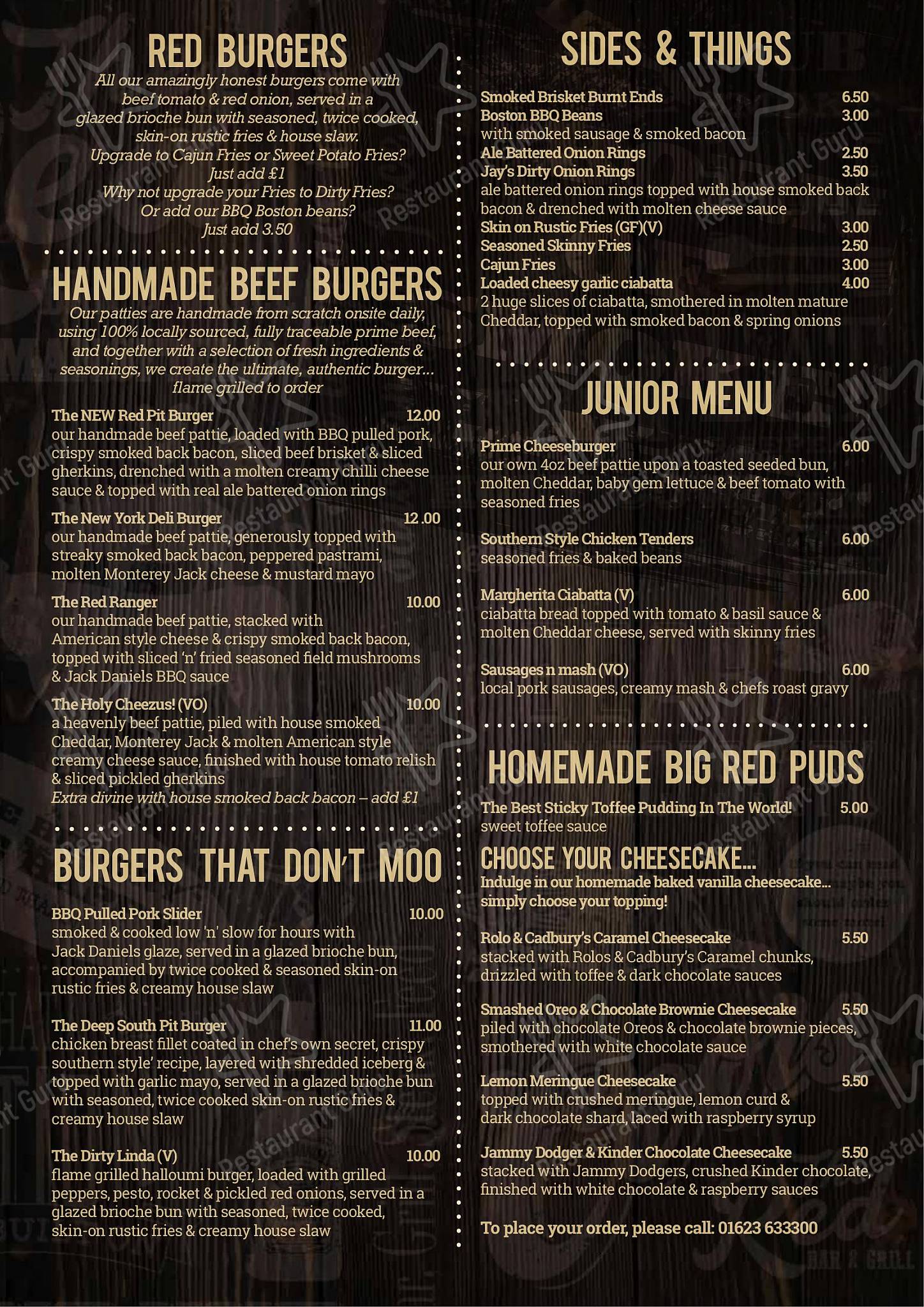 Menu at The Red Bar & Grill, Mansfield