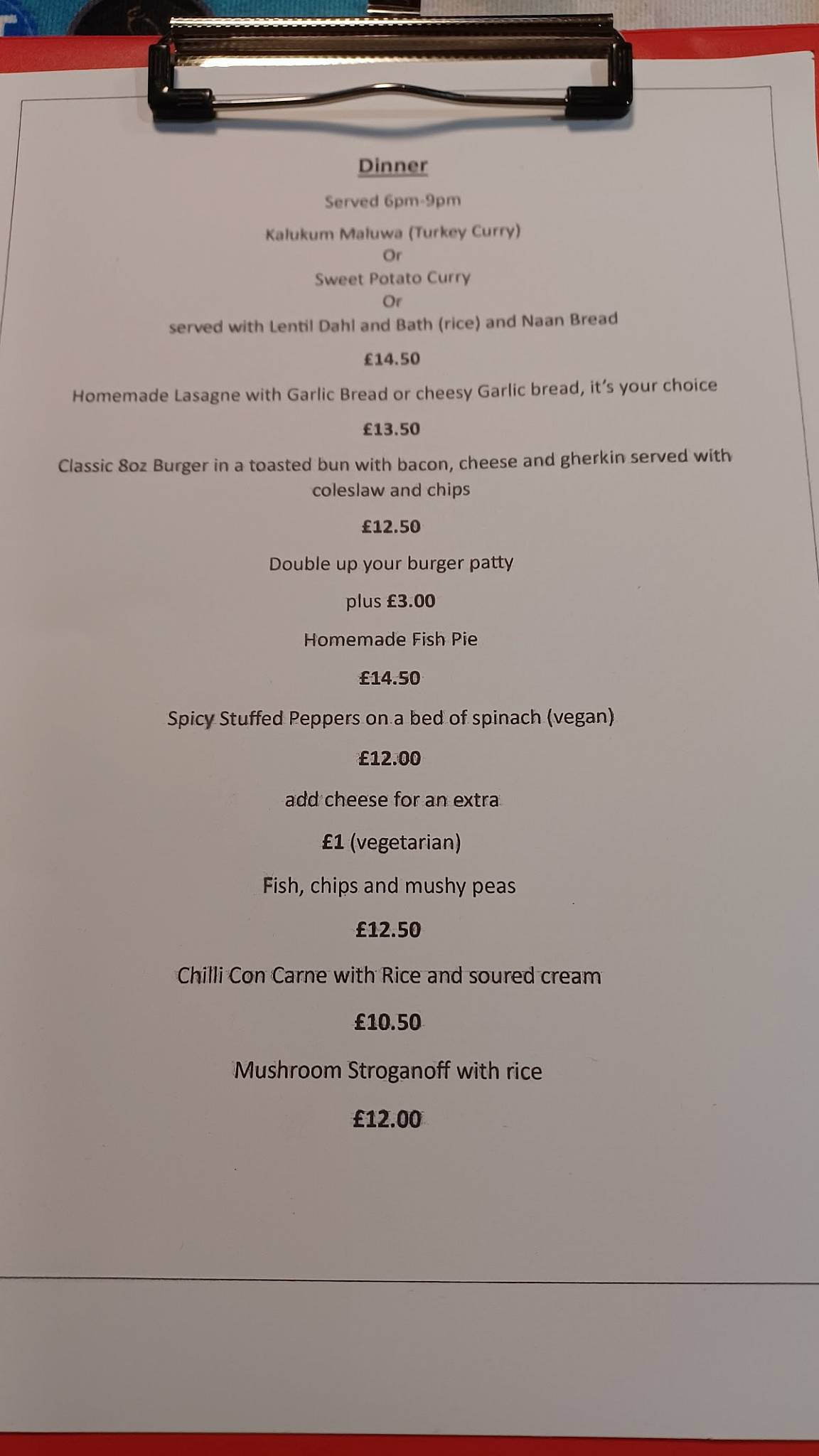 Menu at The Red Lion Inn Huntley pub & bar, Huntley