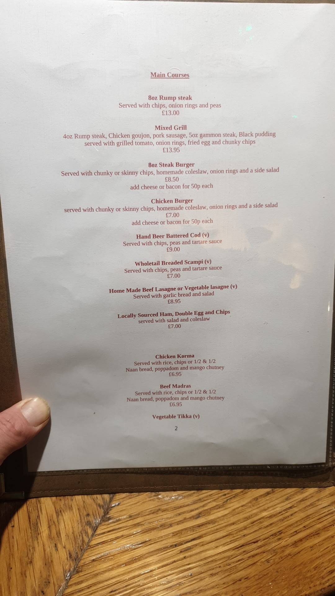 Menu at The Red Lion Inn Huntley pub & bar, Huntley
