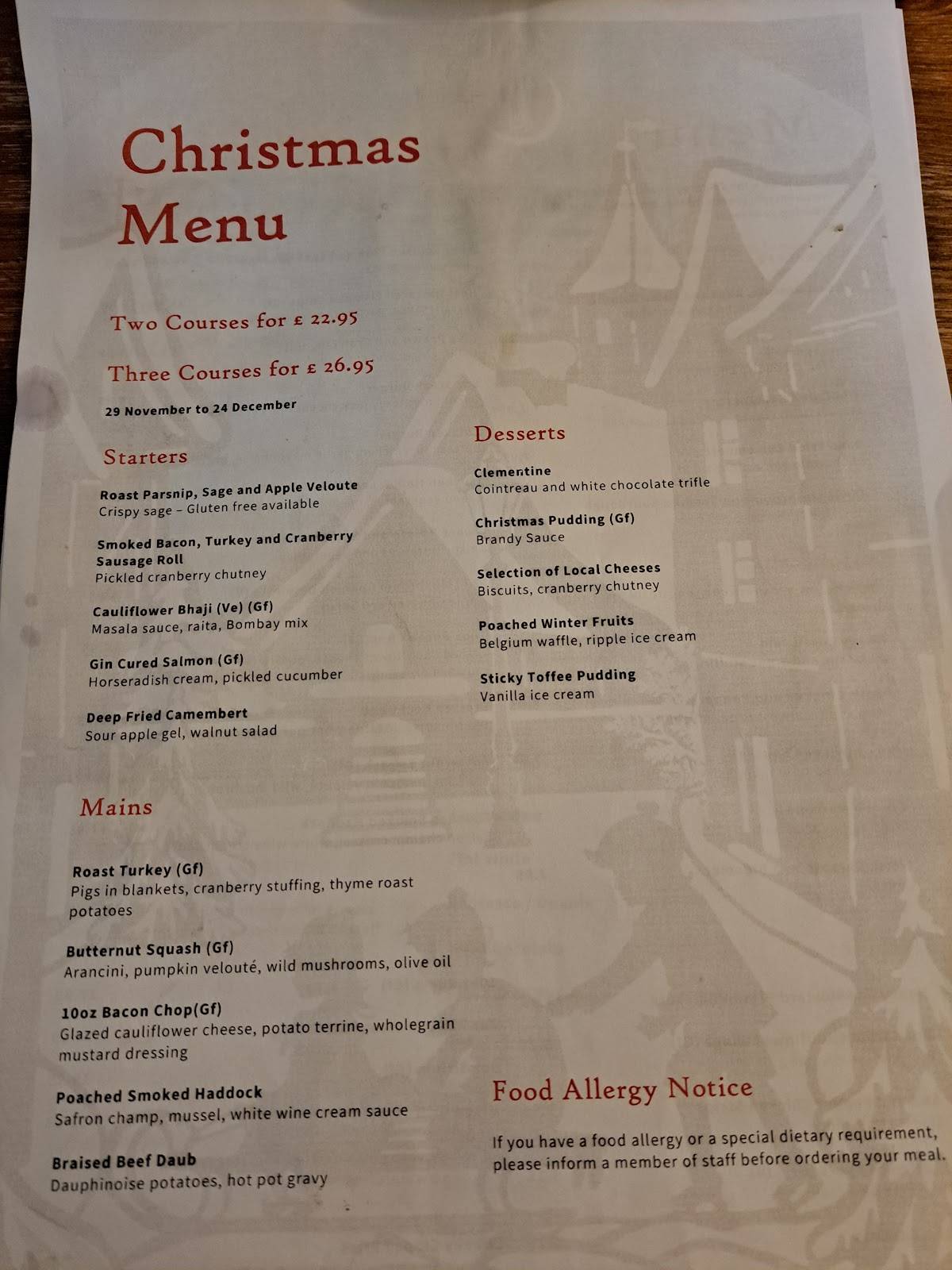 Menu at The Red Lion at Northop pub & bar, Mold