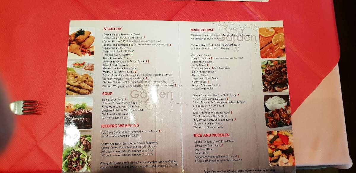 Menu at River Garden Restaurant, Belper