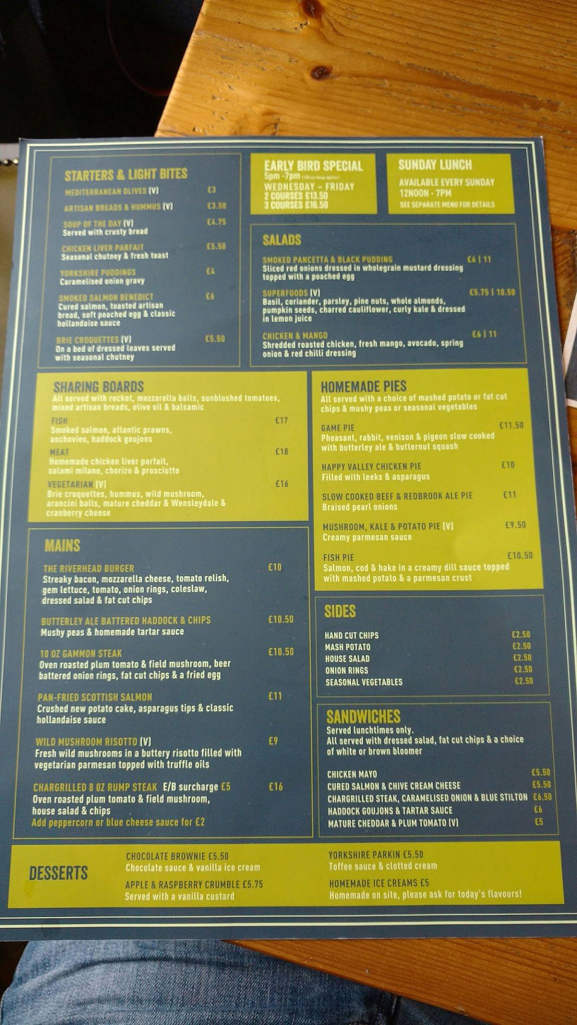 Carta del pub y bar The Riverhead Brewery Tap, Marsden
