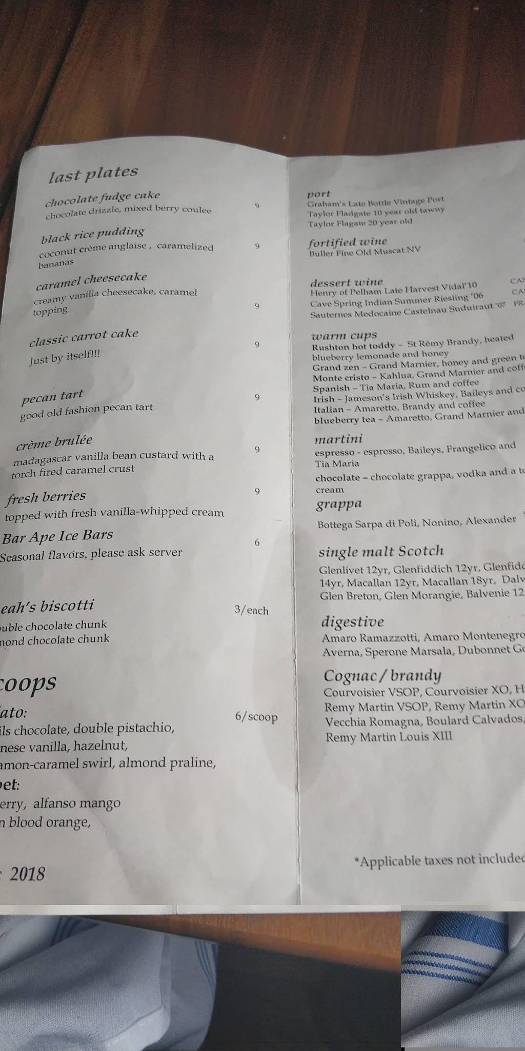 Menu at The Rushton pub & bar, Toronto
