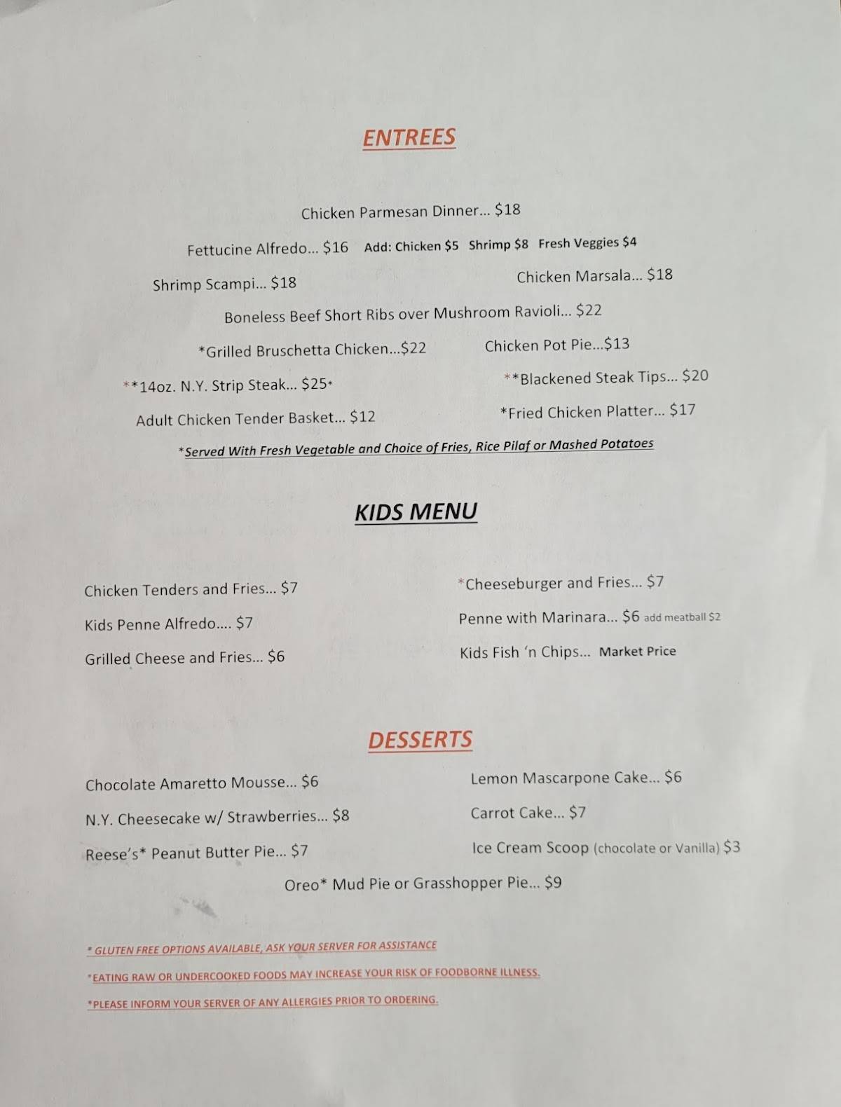 Menu at The Rustic Table restaurant, Winchester