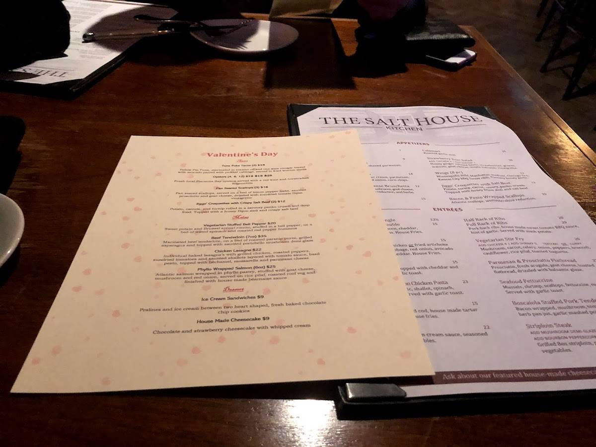 Menu at The Salt House Kitchen restaurant, St. John's
