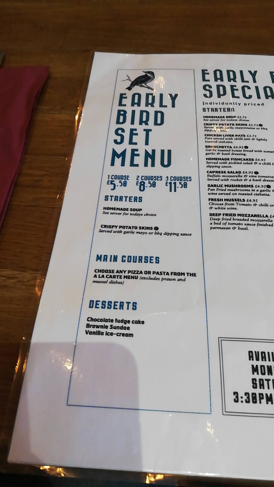 Menu at The Scullery restaurant, Sunderland