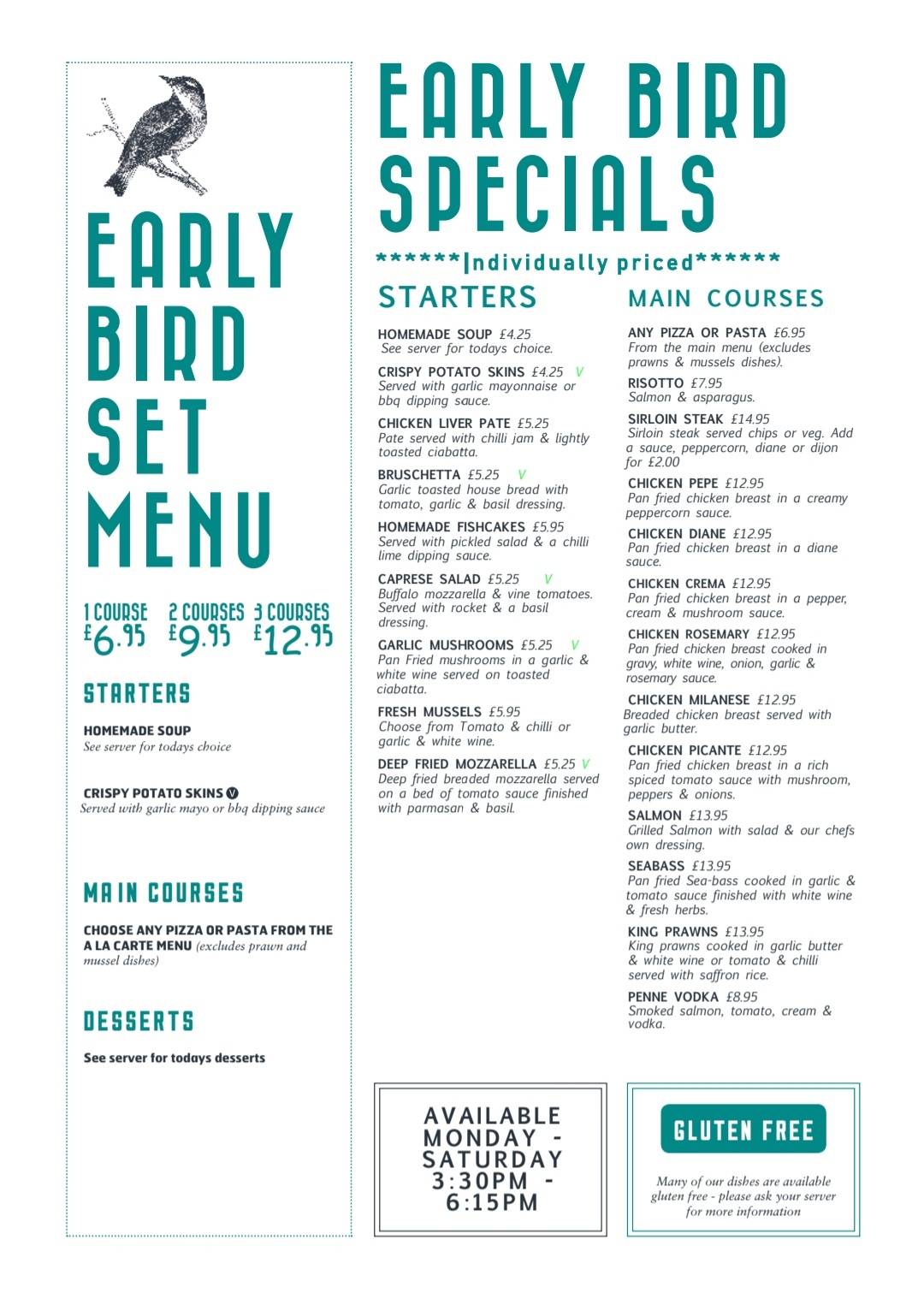 Menu at The Scullery restaurant, Sunderland