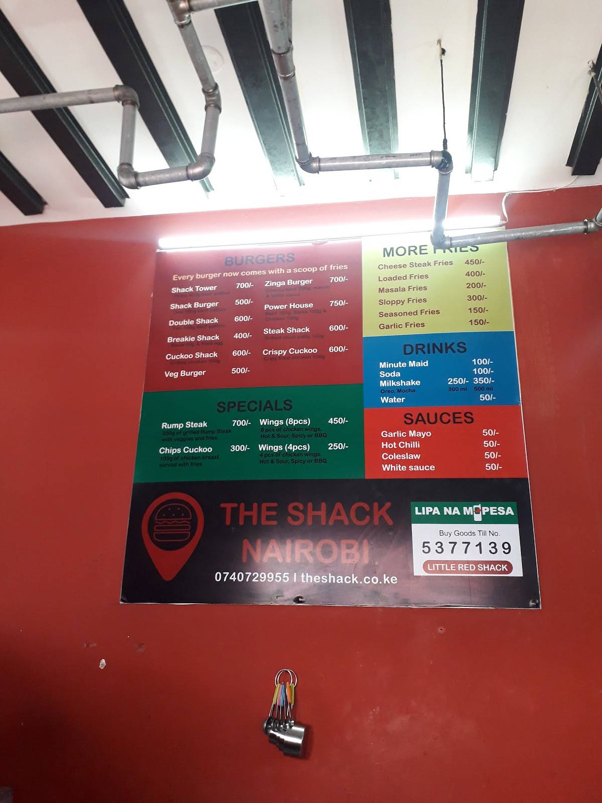 Menu at The Shack - Nairobi West restaurant, Nairobi