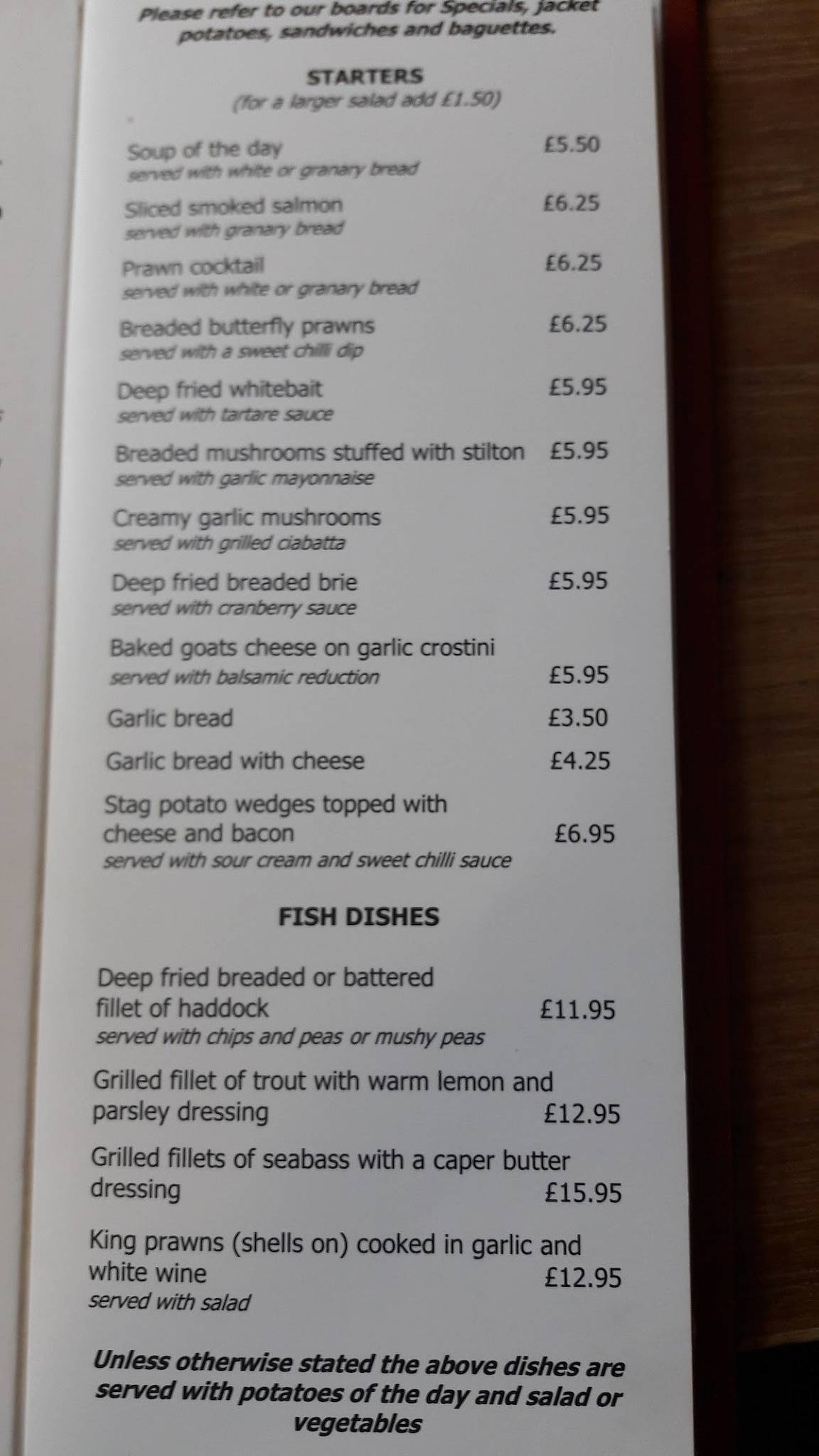 Menu at The Stag Inn pub & bar, Bath