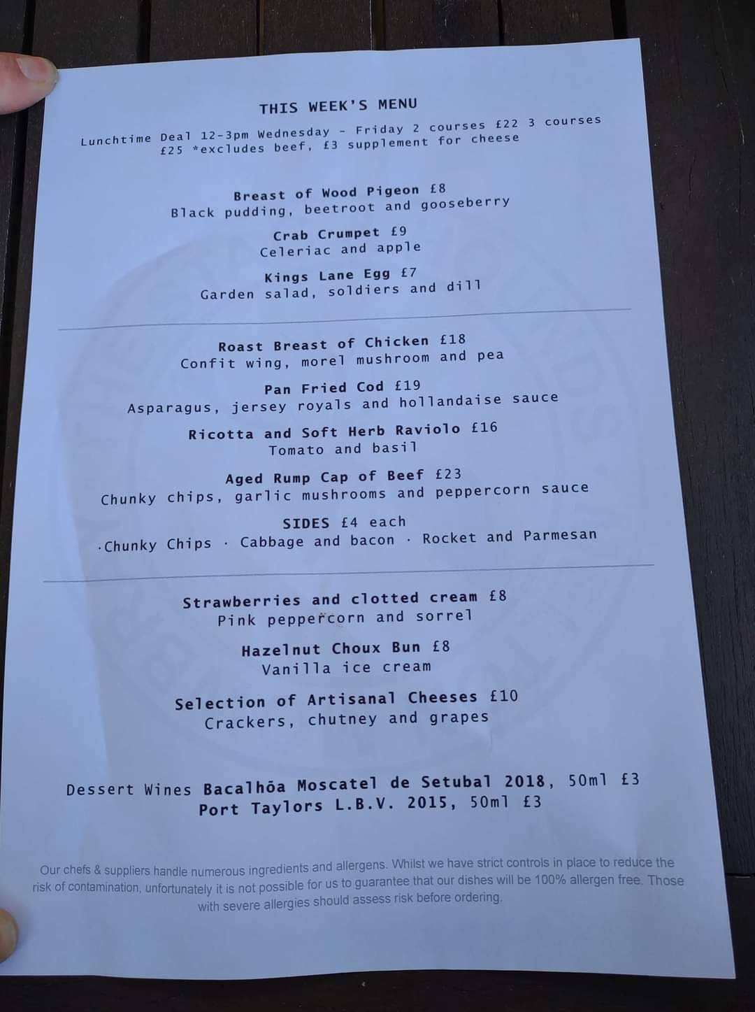 Menu at The Stag and Hounds pub & bar, Burrough on the Hill