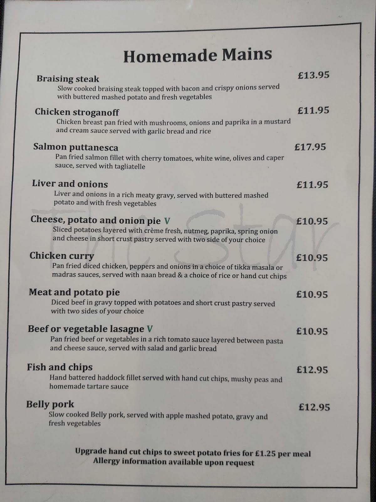 Menu at The Star pub & bar, Liversedge
