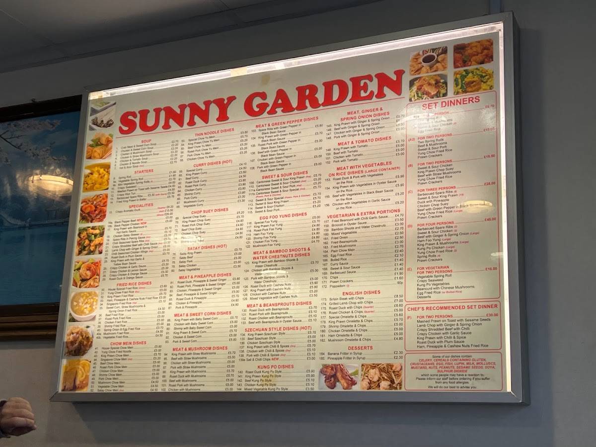 Menu at The Sunny Garden restaurant, Gloucester