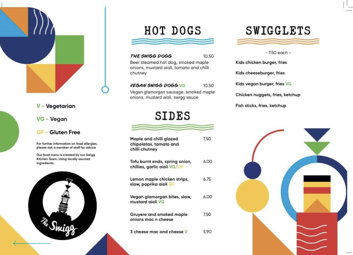 Menu at The Swigg pub & bar, Swansea