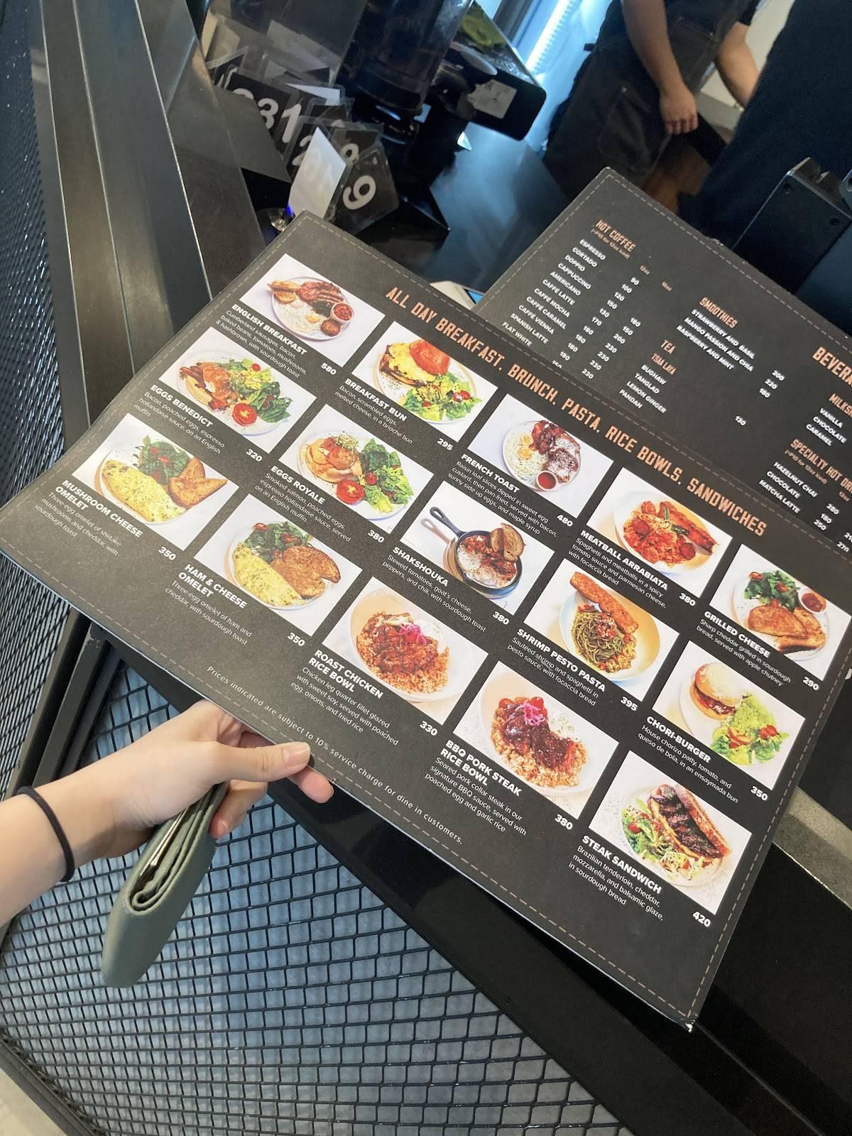 Menu at The Tattooed Baker cafe, Makati