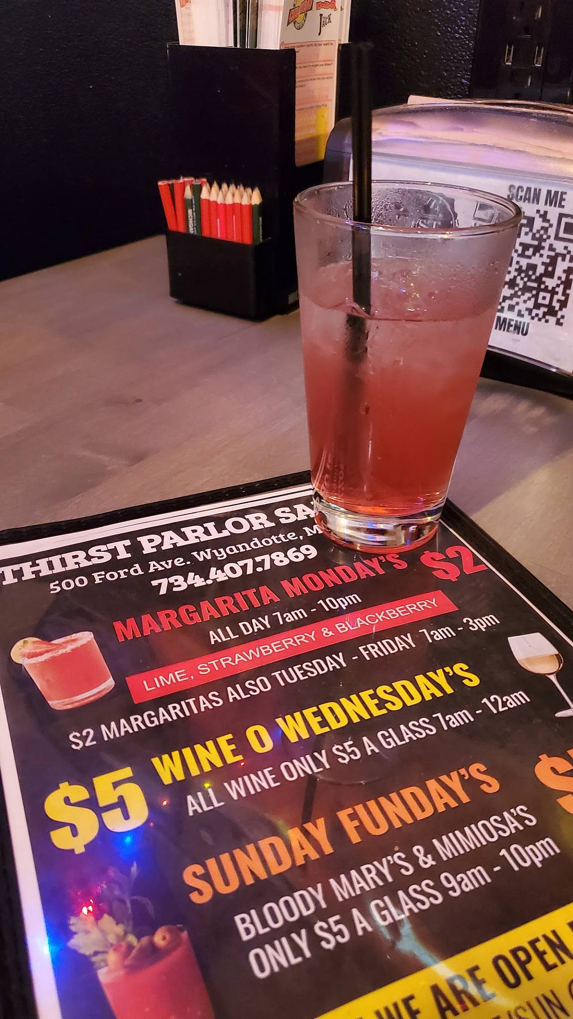 Menu at The Thirst Parlor Saloon pub & bar, Wyandotte