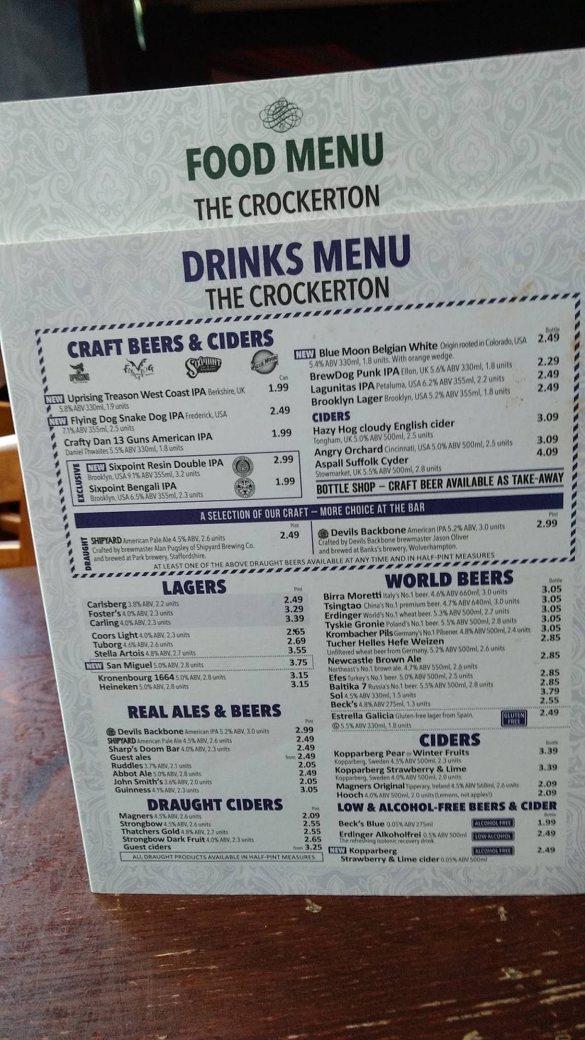 Menu at The Three Rivers pub & bar, Cardiff