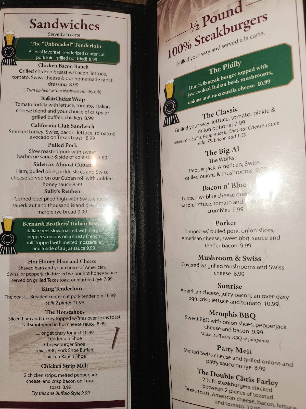 Menu at The Trax Northside Grill pub & bar, Monmouth