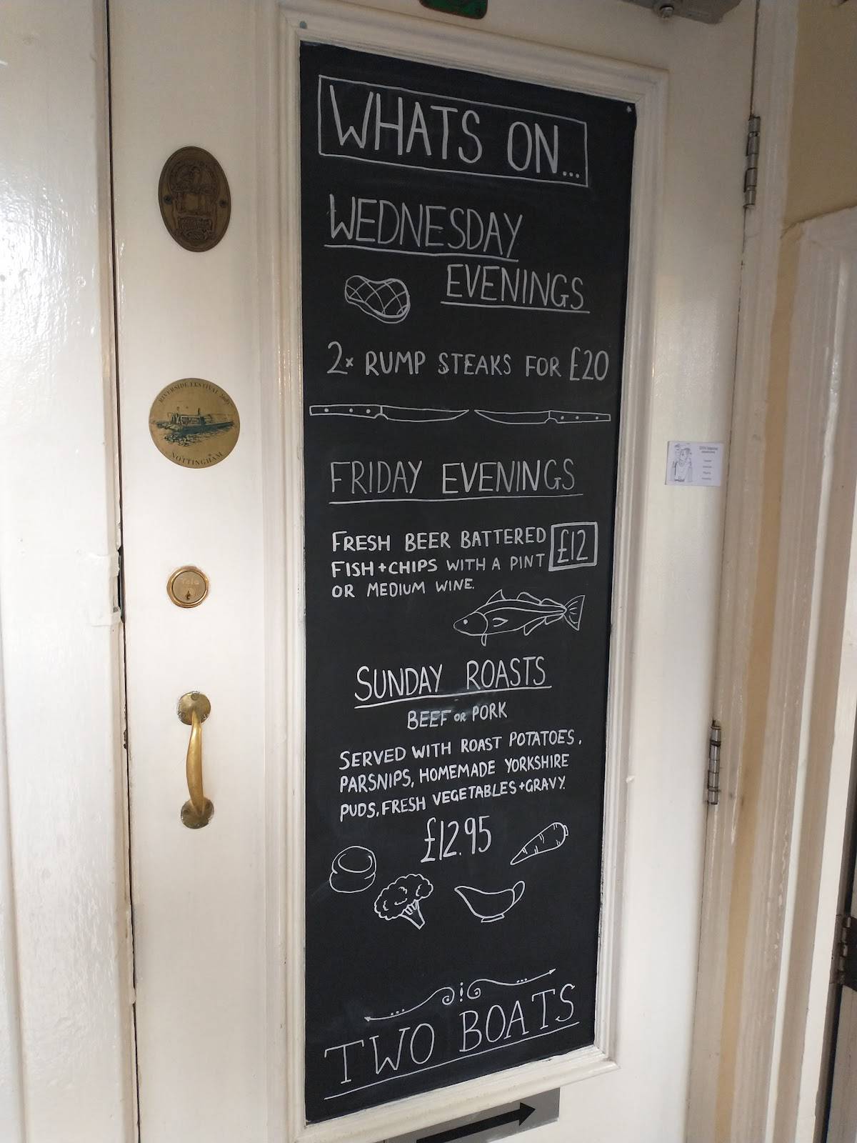 Menu at The Two Boats Inn pub & bar, Long Itchington