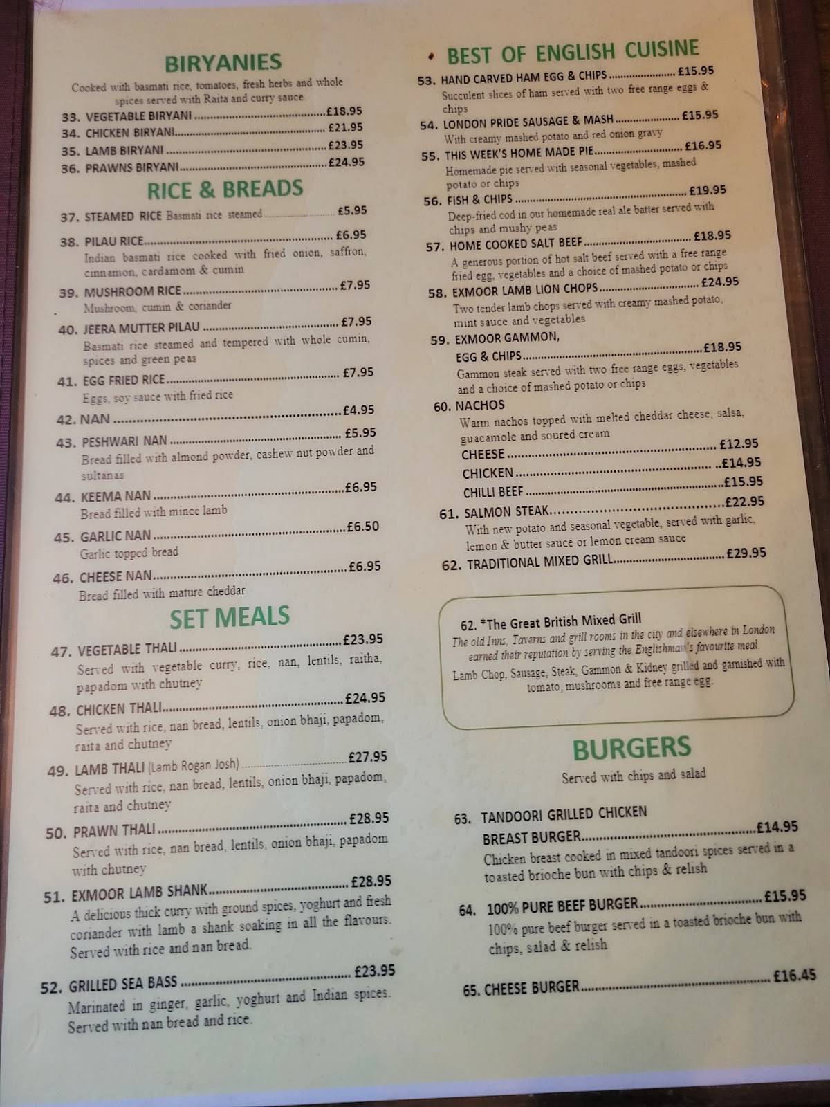 Menu at The Warwick Arms pub & bar, London