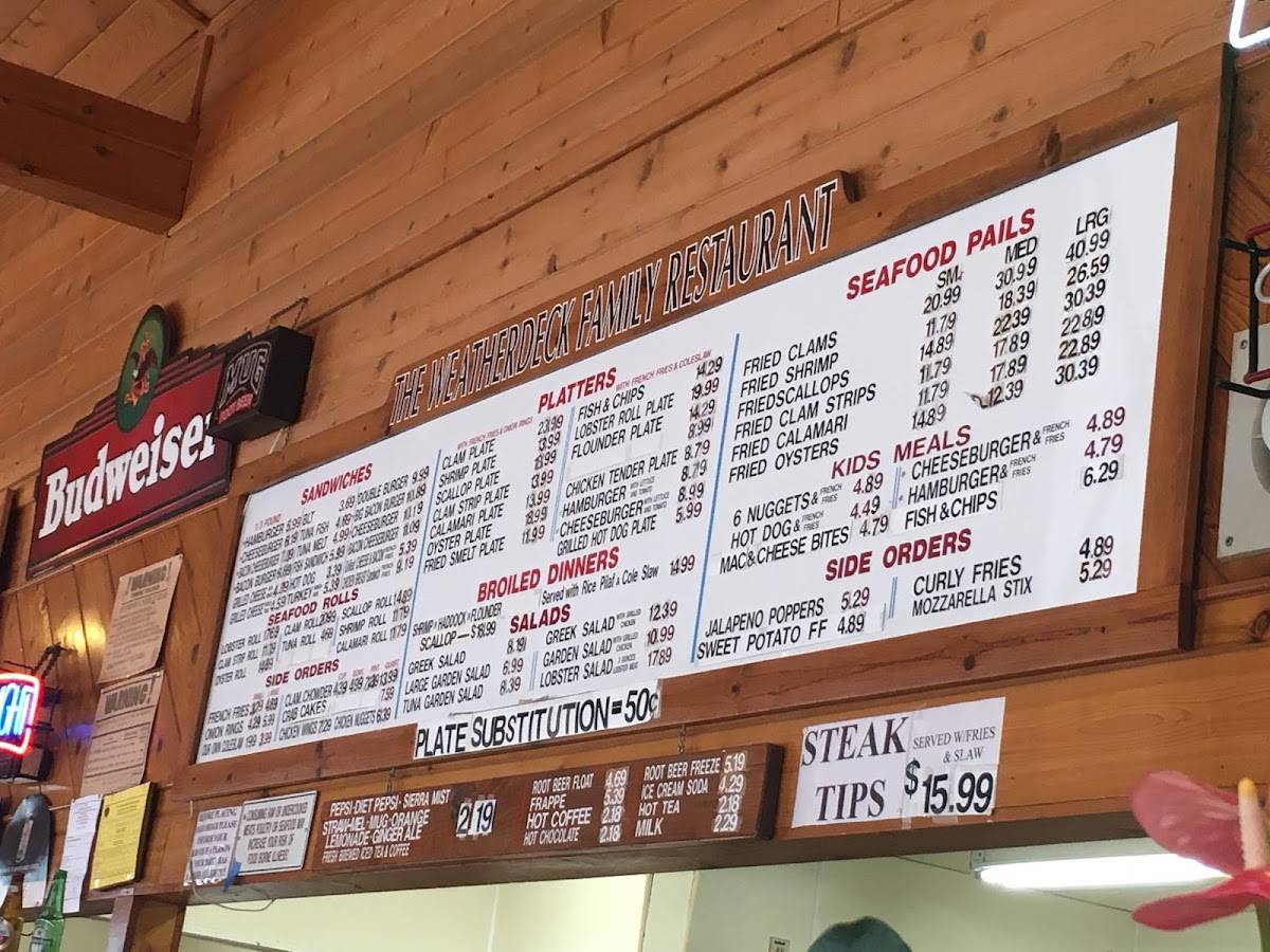 Menu at The Weatherdeck Restaurant, Harwich